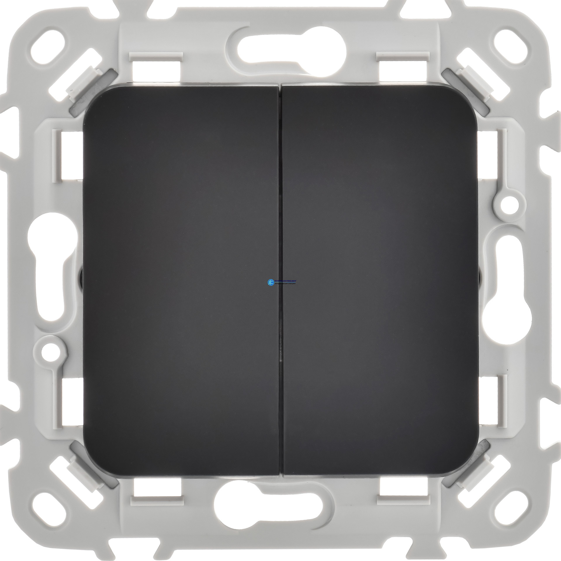 FLITE Выключатель 2-клавишный 10А ВС12-1-0-ФлЧ черный IEK FI-V20-0-10-1 ...