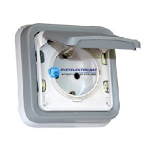 Plexo розетка с заземлением ip55 серая 069833